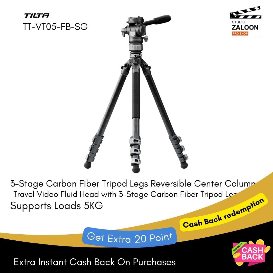 Tilta Travel Video Fluid Head with 3-Stage Carbon Fiber Tripod Legs (Space Gray) TT-VT05-FB-SG ...