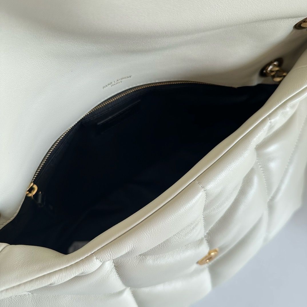 YSL Puffer Medium Leather 35cm Bag in Blanc, Luxury, Bags & Wallets on ...