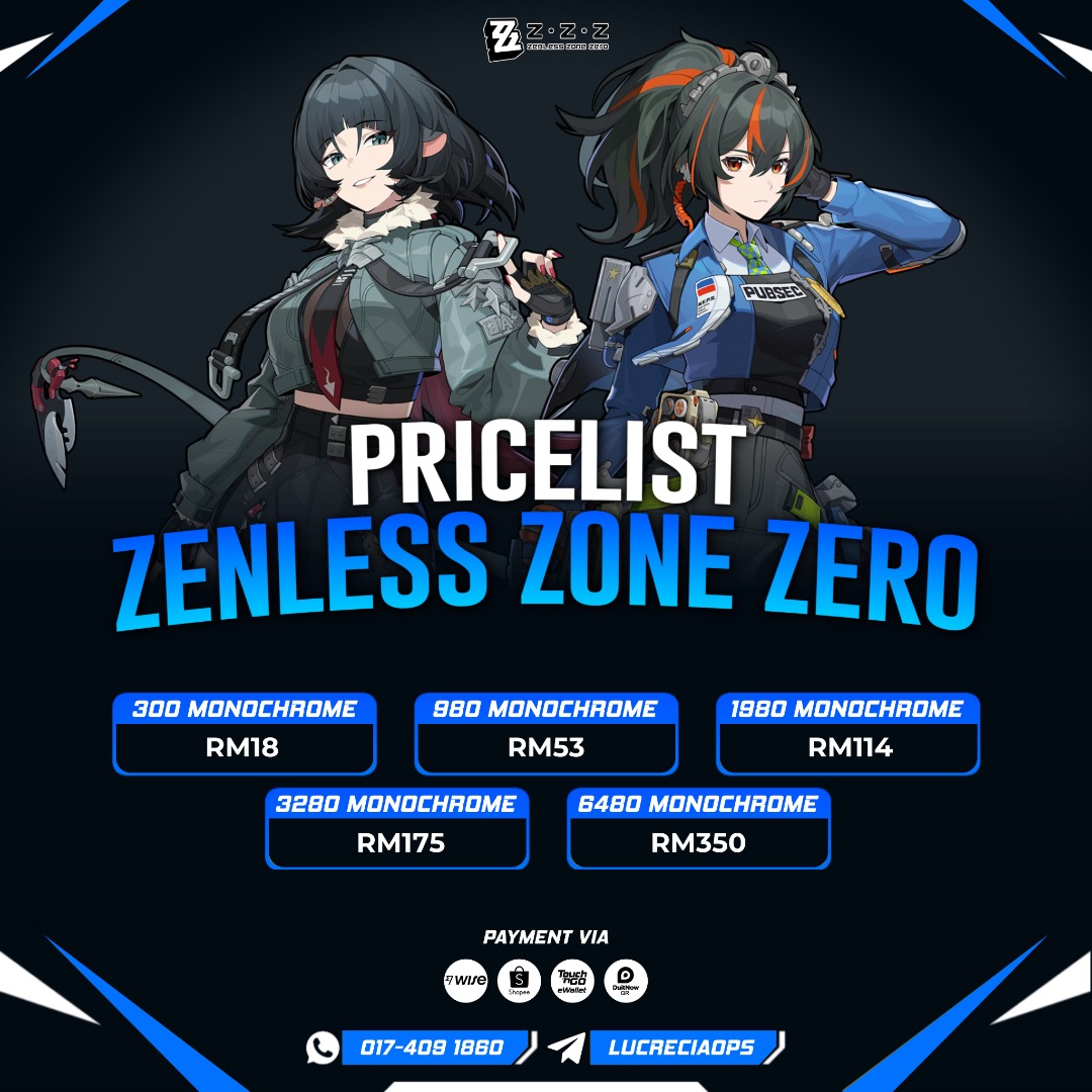 [CHEAPEST] [OFFICIAL] [UID] Zenless Zone Zero Monochrome Topup, Video ...