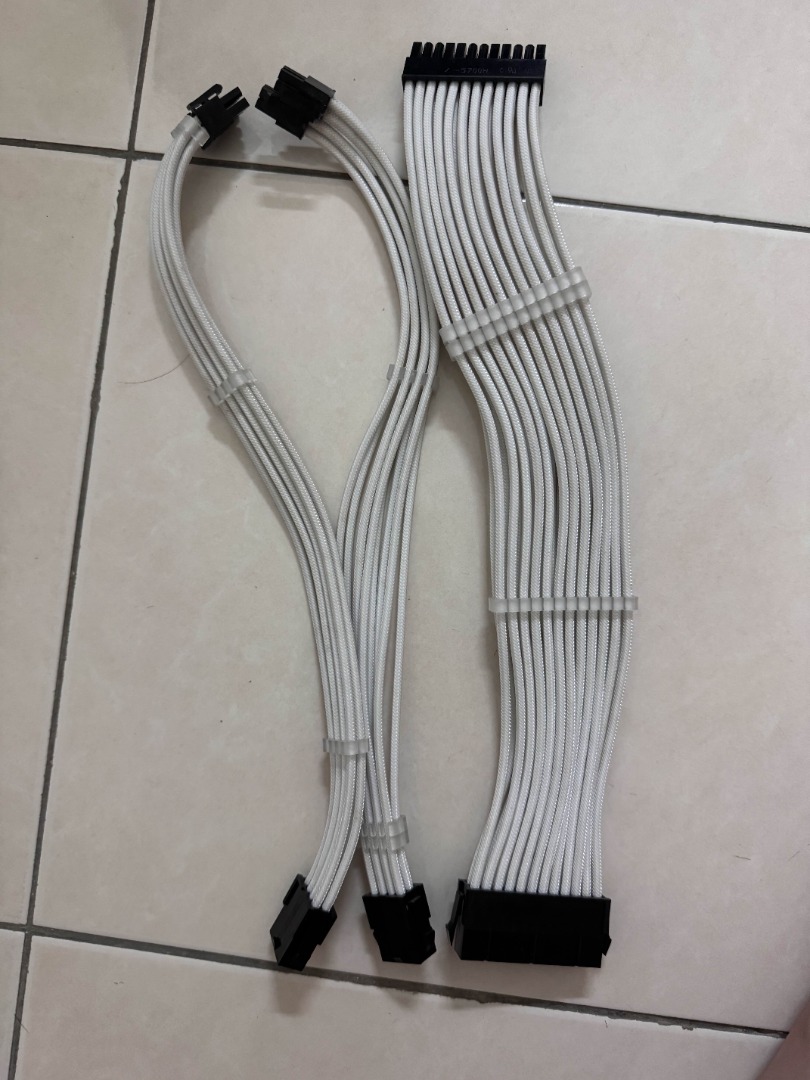 Custom white braided cable, Computers & Tech, Desktops on Carousell