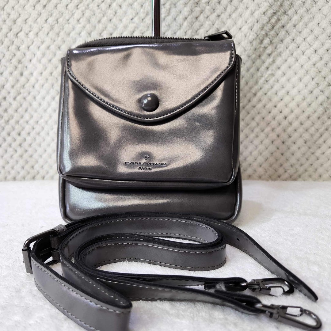 EVADA Paris Glossy Leather Crossbody, Women's Fashion, Bags & Wallets ...