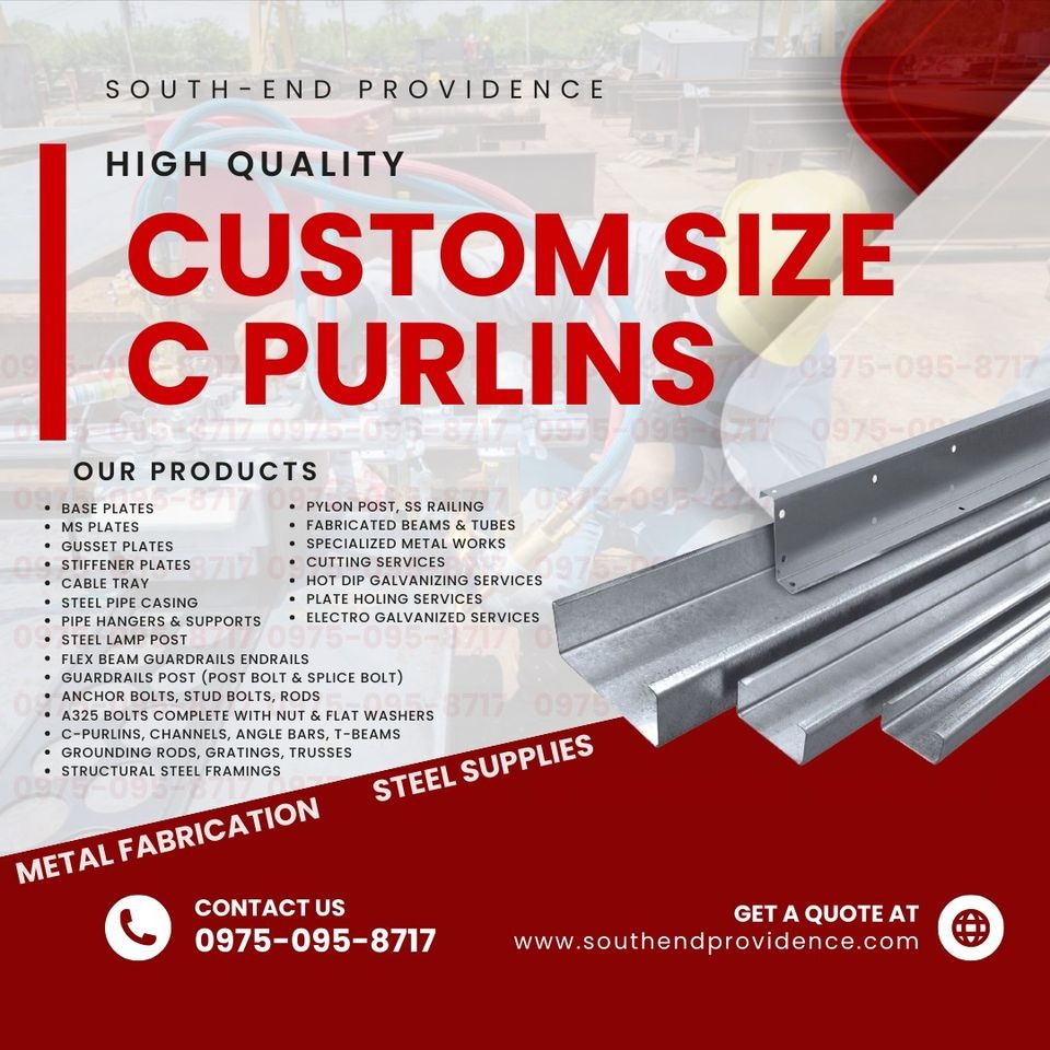 Galvanized Iron C Purlins Custom Fabrication / Base Plate 25mm / U Bolt ...