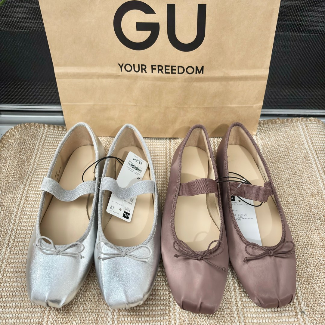 GU (by Uniqlo) strap ballet shoes (PINK -M), Women's Fashion, Footwear ...