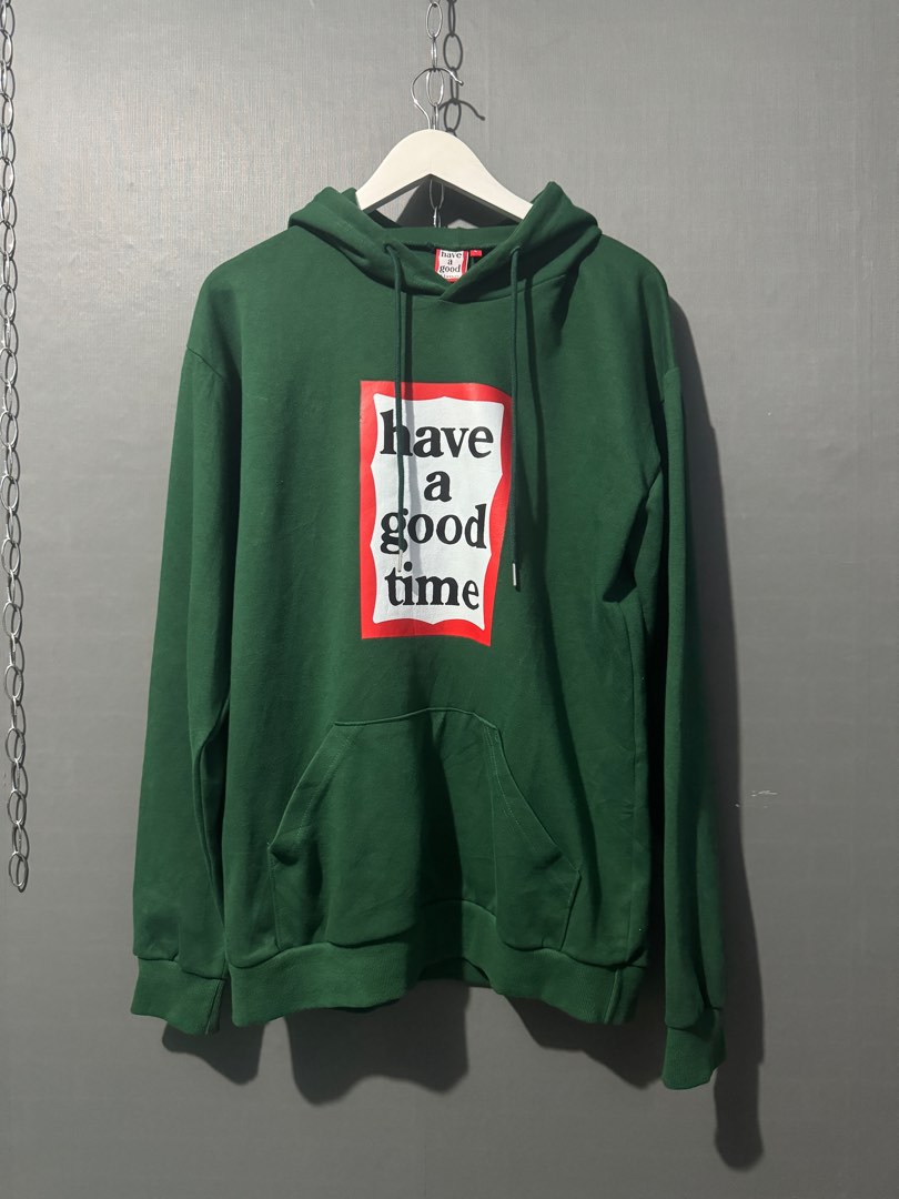 Hoodie HAVE A GOOD TIME GREEN BIG LOGO FRONT SECOND USED SECONDARY ...