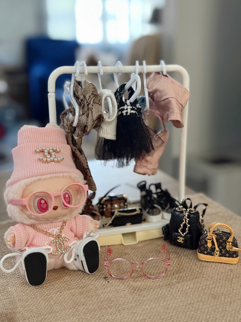 Labubu chanel dress pink, Hobbies & Toys, Toys & Games on Carousell