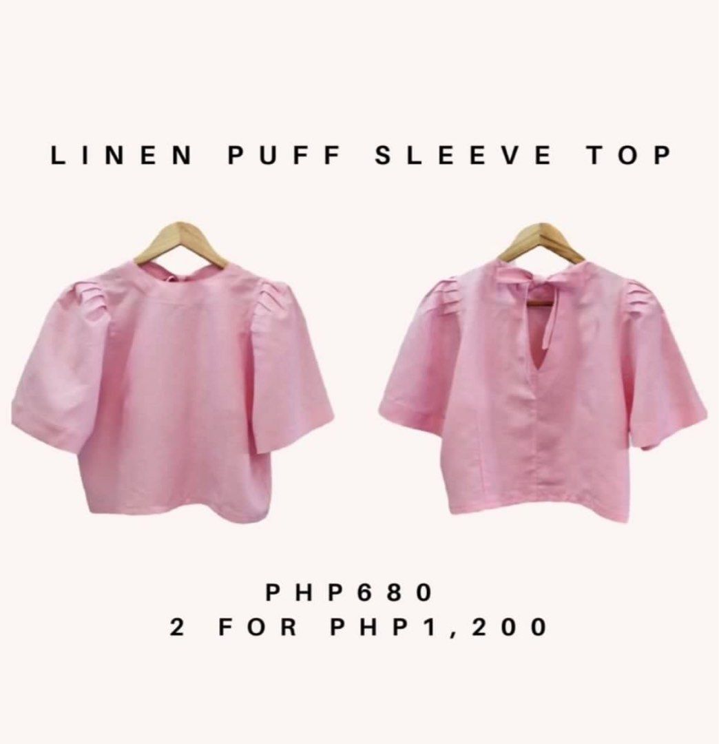 Linen Filipiniana Puff Sleeve, Women's Fashion, Tops, Blouses on Carousell
