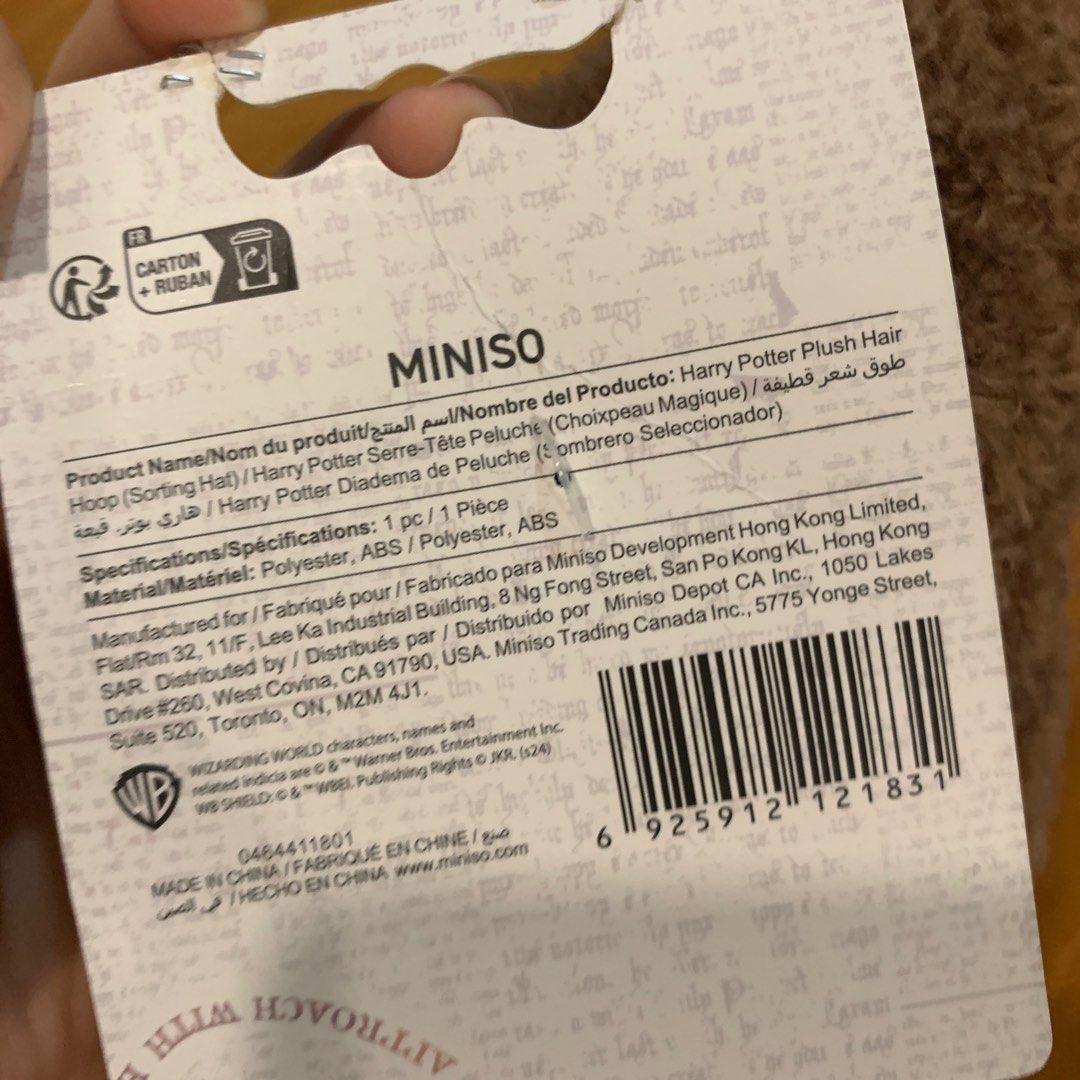 Miniso x Harry Potter Plush Hair Hoop (Sorting Hat), Women's Fashion ...