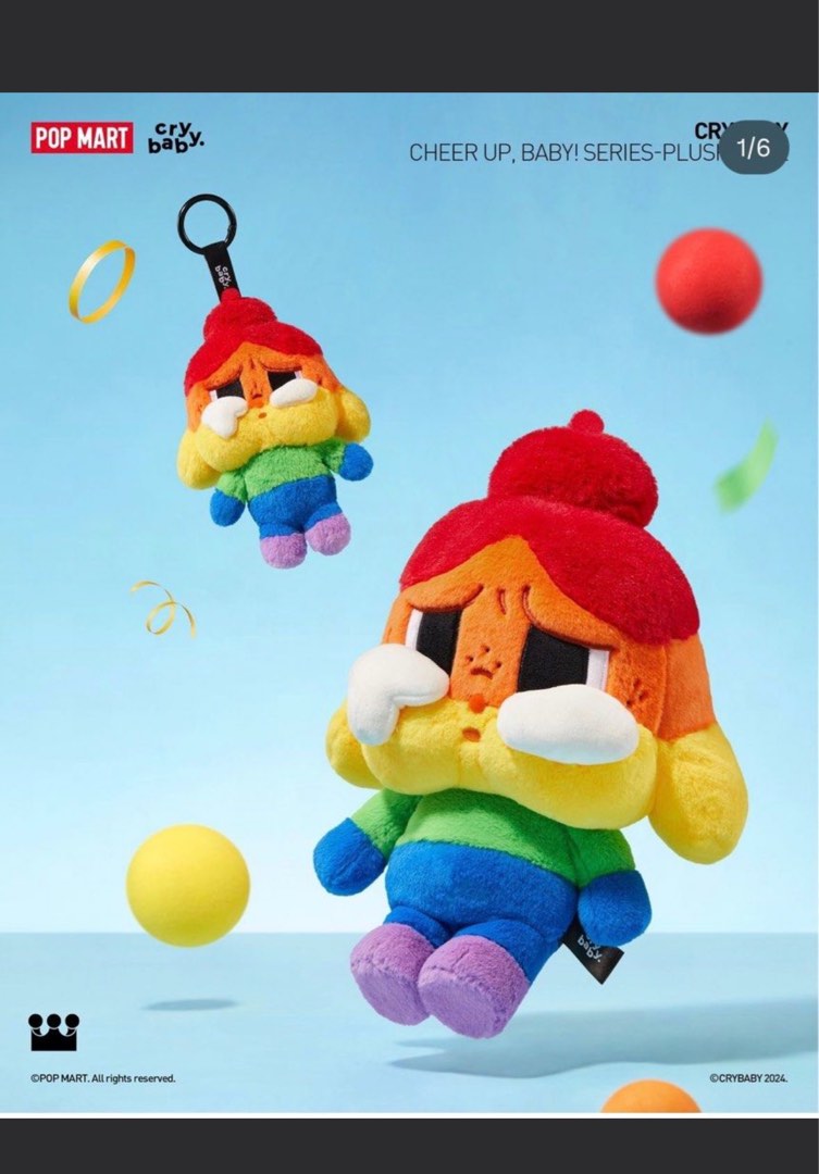 Popmart Crybaby rainbow plush, Hobbies & Toys, Toys & Games on Carousell