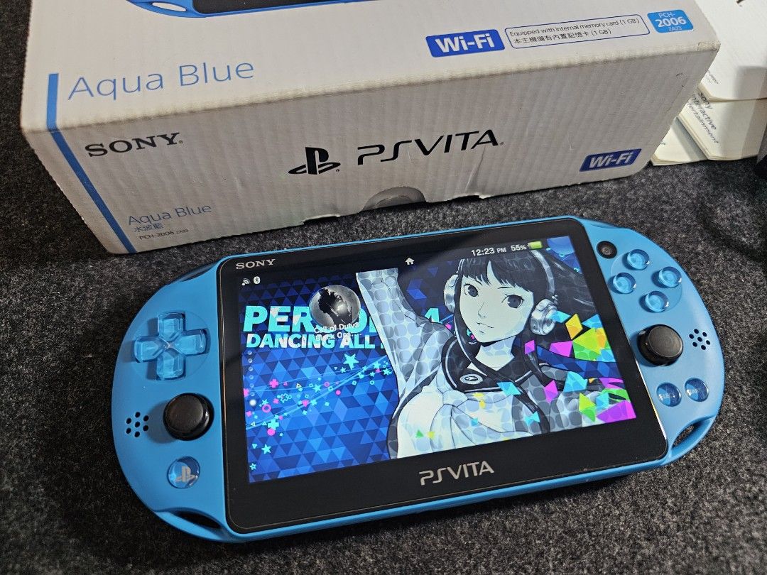 PS Vita Slim Aqua Blue 128GB, Video Gaming, Video Game Consoles, PlayStation on Carousell