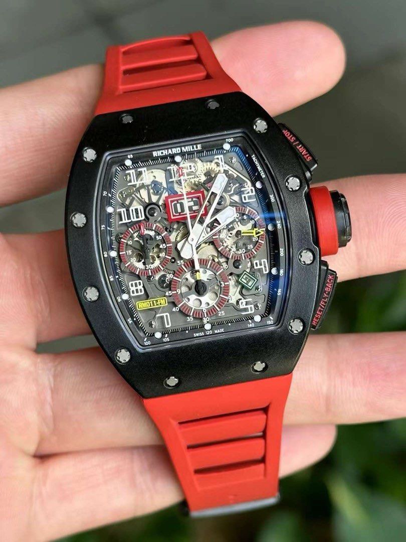 Richard Mille RM011 Carbon Black Watch Only, Luxury, Watches on Carousell