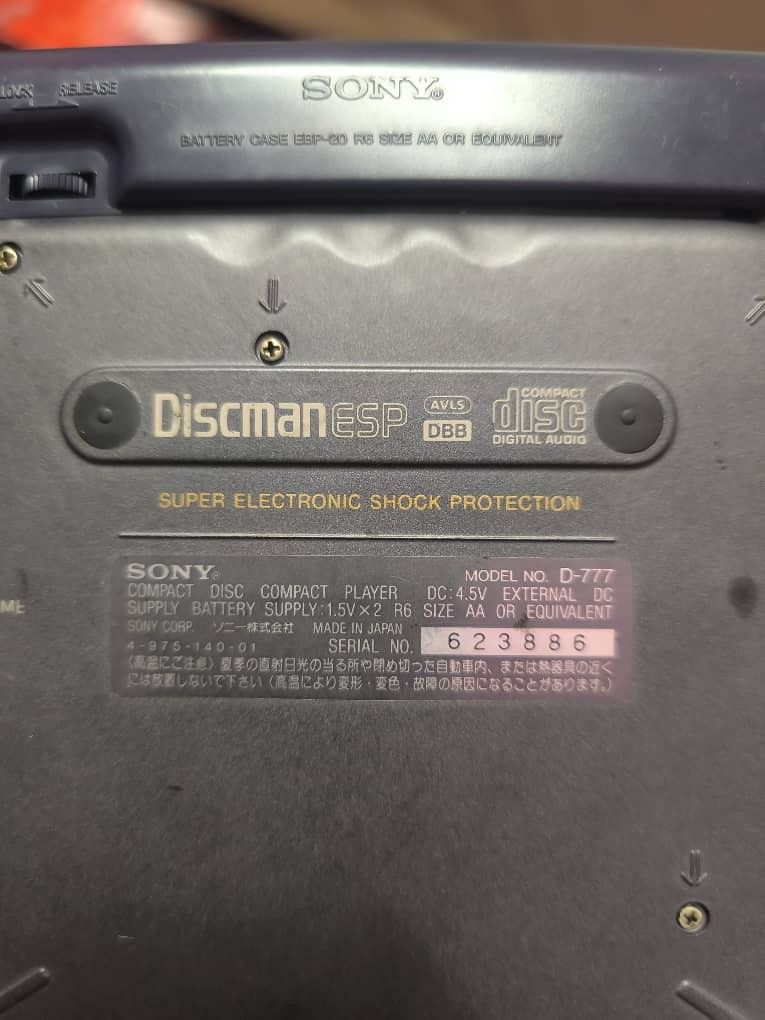 SONY DISCMAN ESP MODEL D-777, Audio, Portable Music Players on Carousell