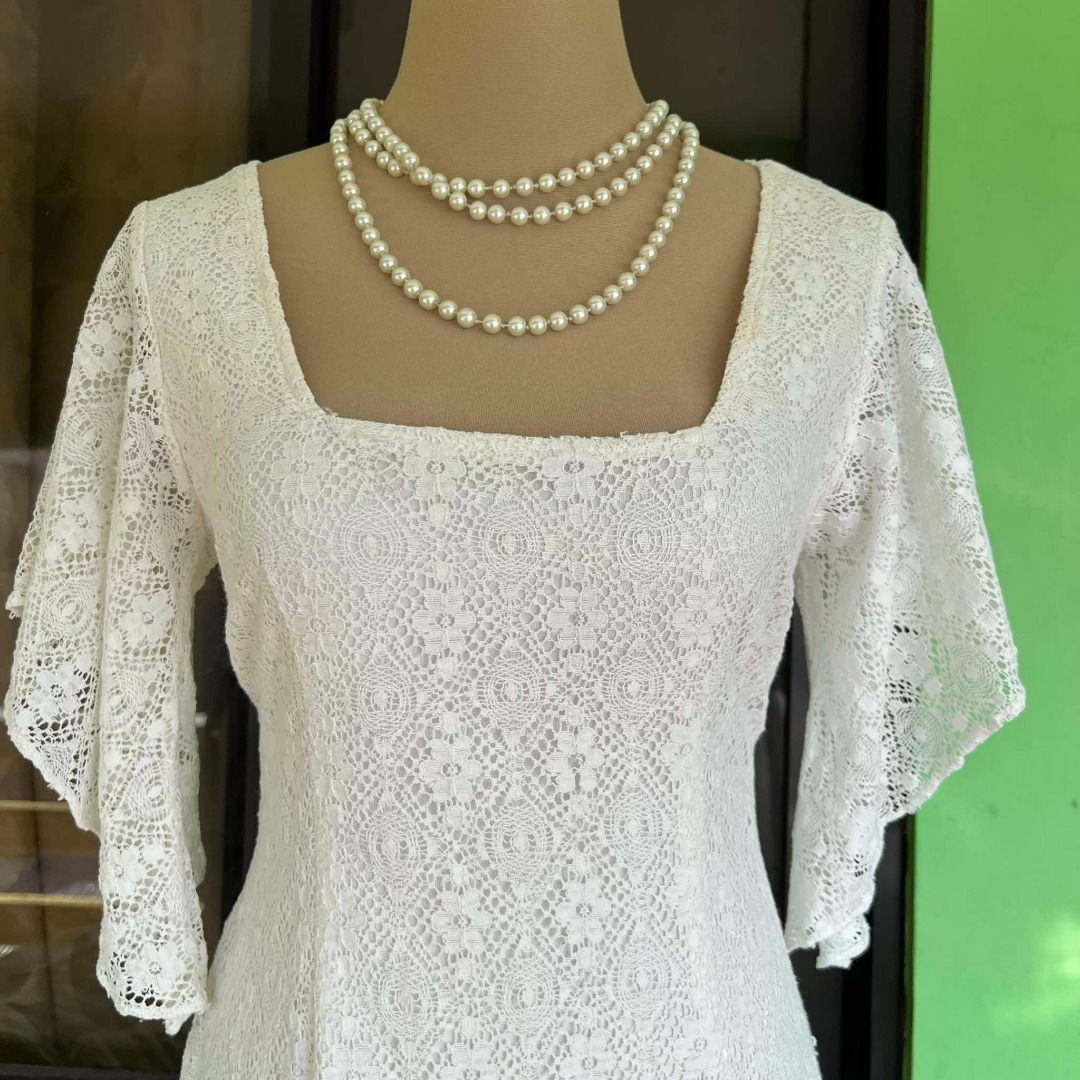 COOPER ST. OFF WHITE HEAVY LACE SQUARE NECK SEXY BACKLESS MEDIUM LARGE ...