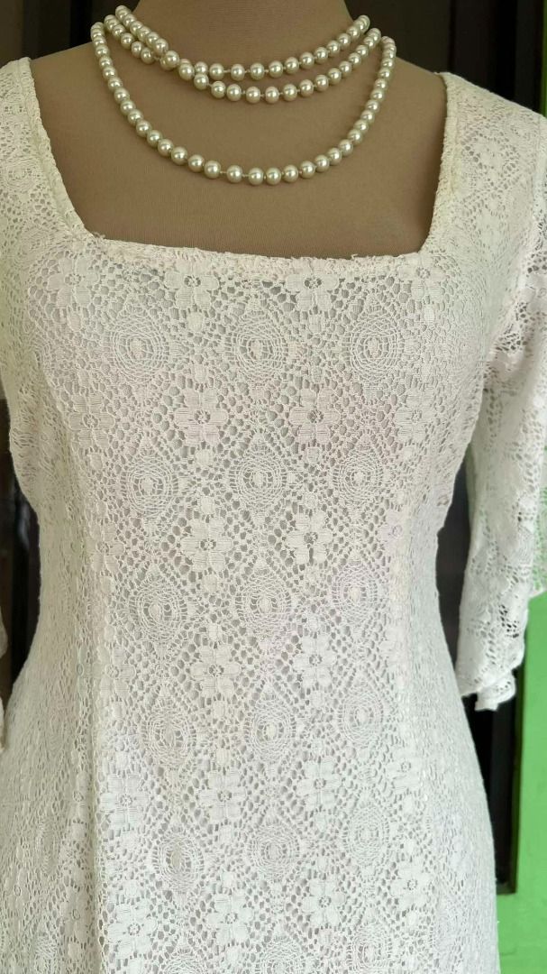 COOPER ST. OFF WHITE HEAVY LACE SQUARE NECK SEXY BACKLESS MEDIUM LARGE ...