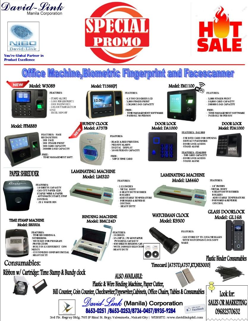Time stamp / bundy clock / biometrics/bill counter/ checkwriter ...