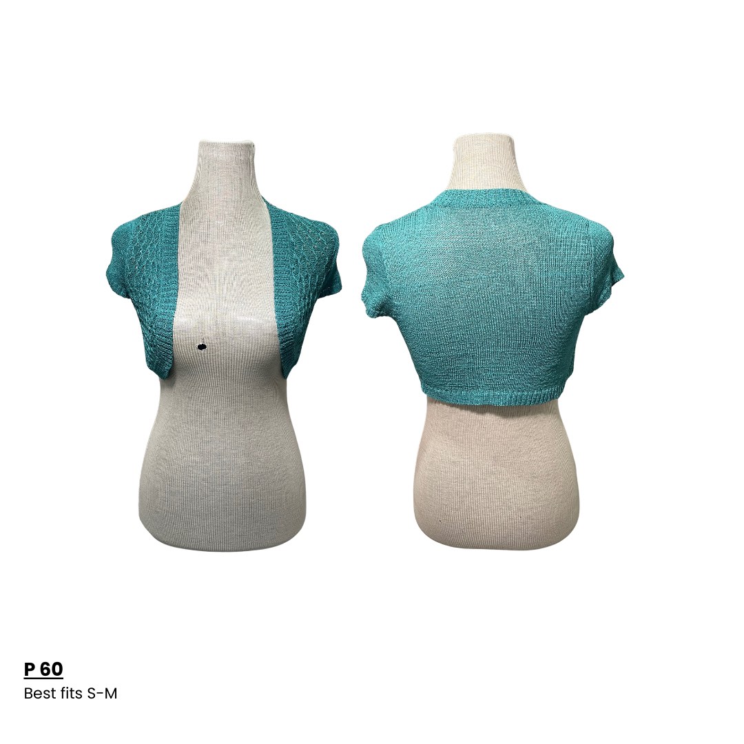 Turquoise Sheer Knit Cropped Bolero, Women's Fashion, Tops, Blouses on ...