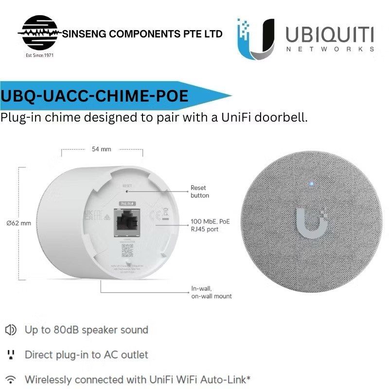 Ubiquiti Unifi UACC-Chime-PoE PoE Smart Chime [MODEL:UBQ-UACC-CHIME-POE ...