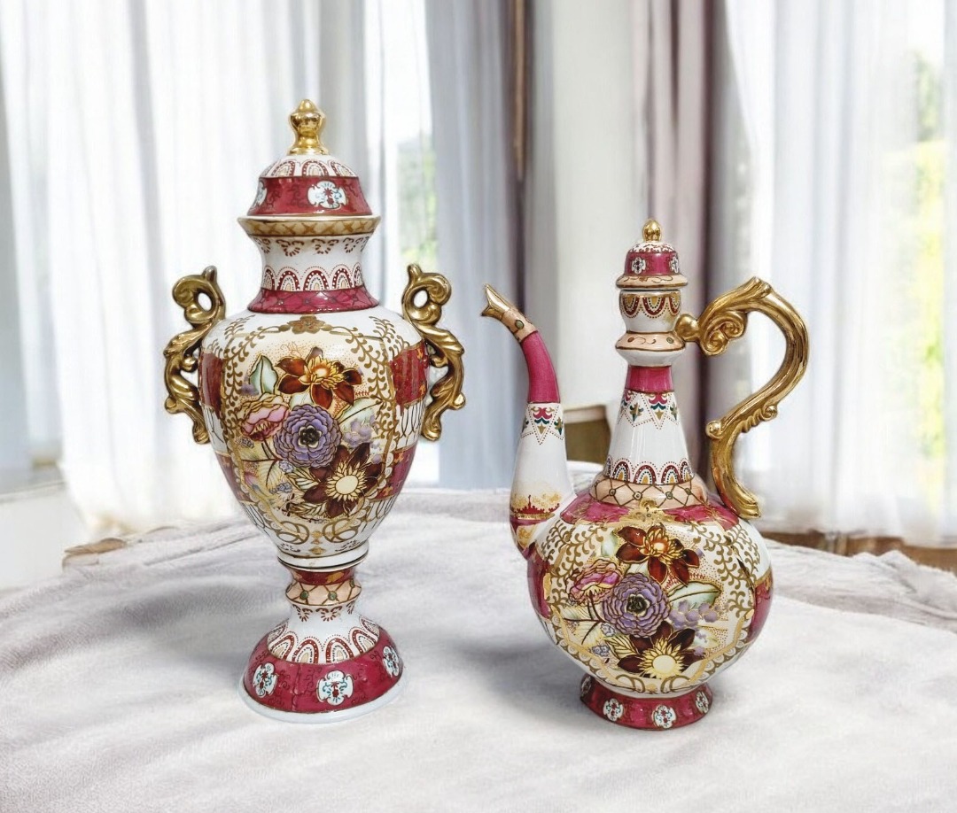 Vintage Antik Chinese Sepasang Guci Trophy Flower Emboss Lawas, Antik ...