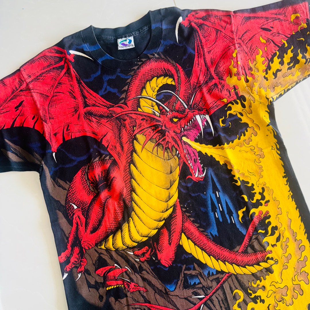 Vintage Liquid Blue Dragon Knight 1993, Men's Fashion, Tops & Sets ...