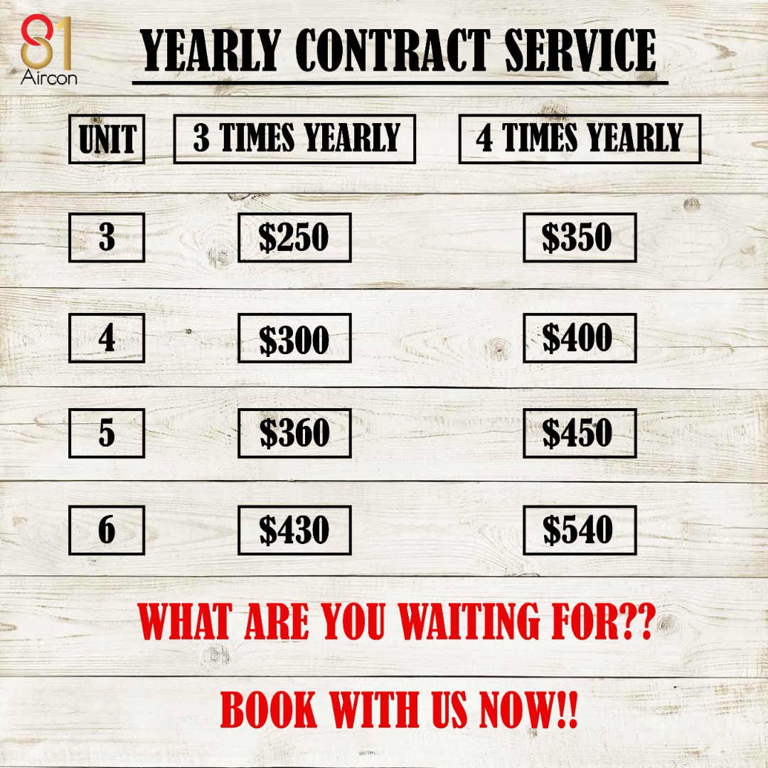 Aircon Yearly Contract Services/ Aircon service ( Wall mounted for HDB ...