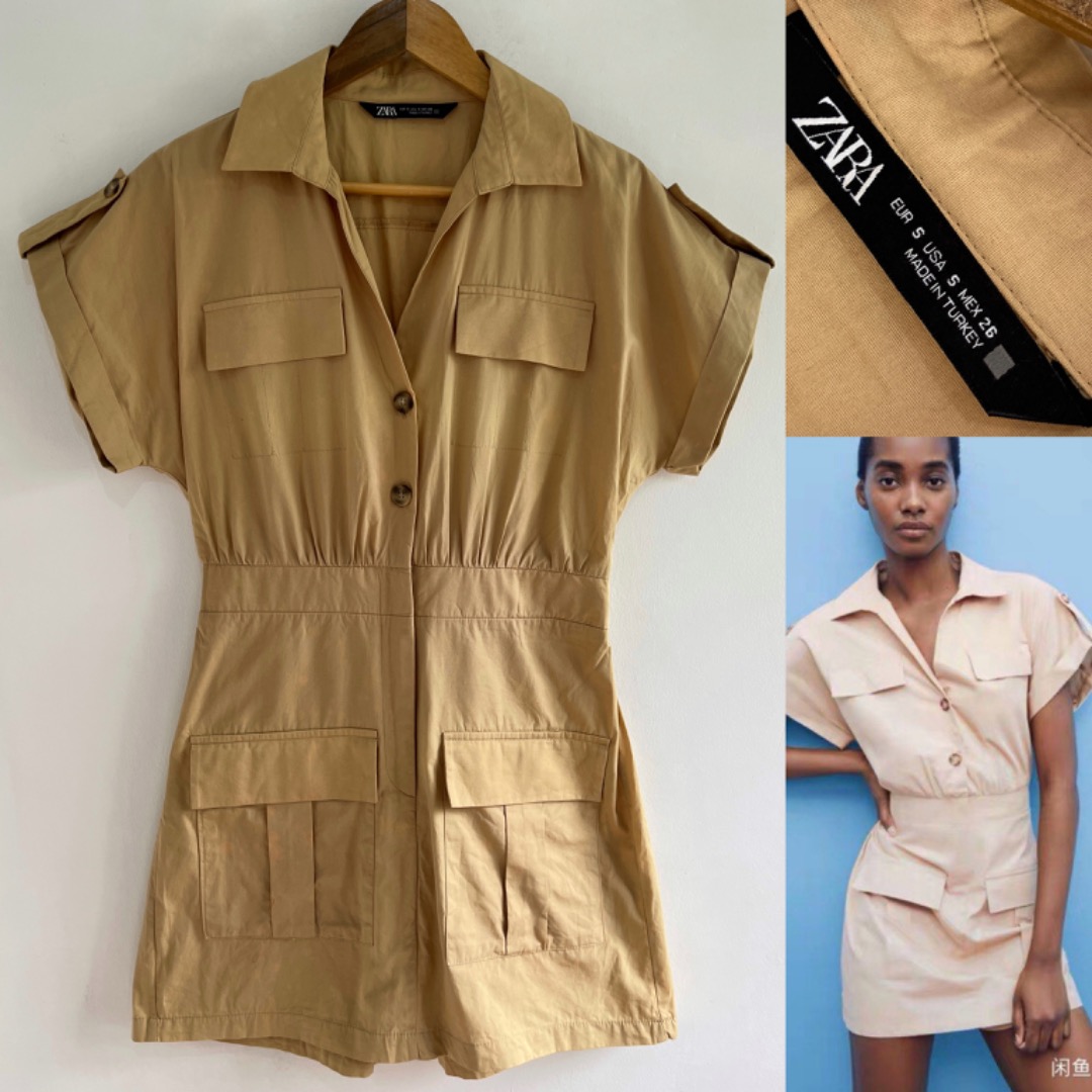 Zara Safari Romper Dress, Women's Fashion, Activewear on Carousell