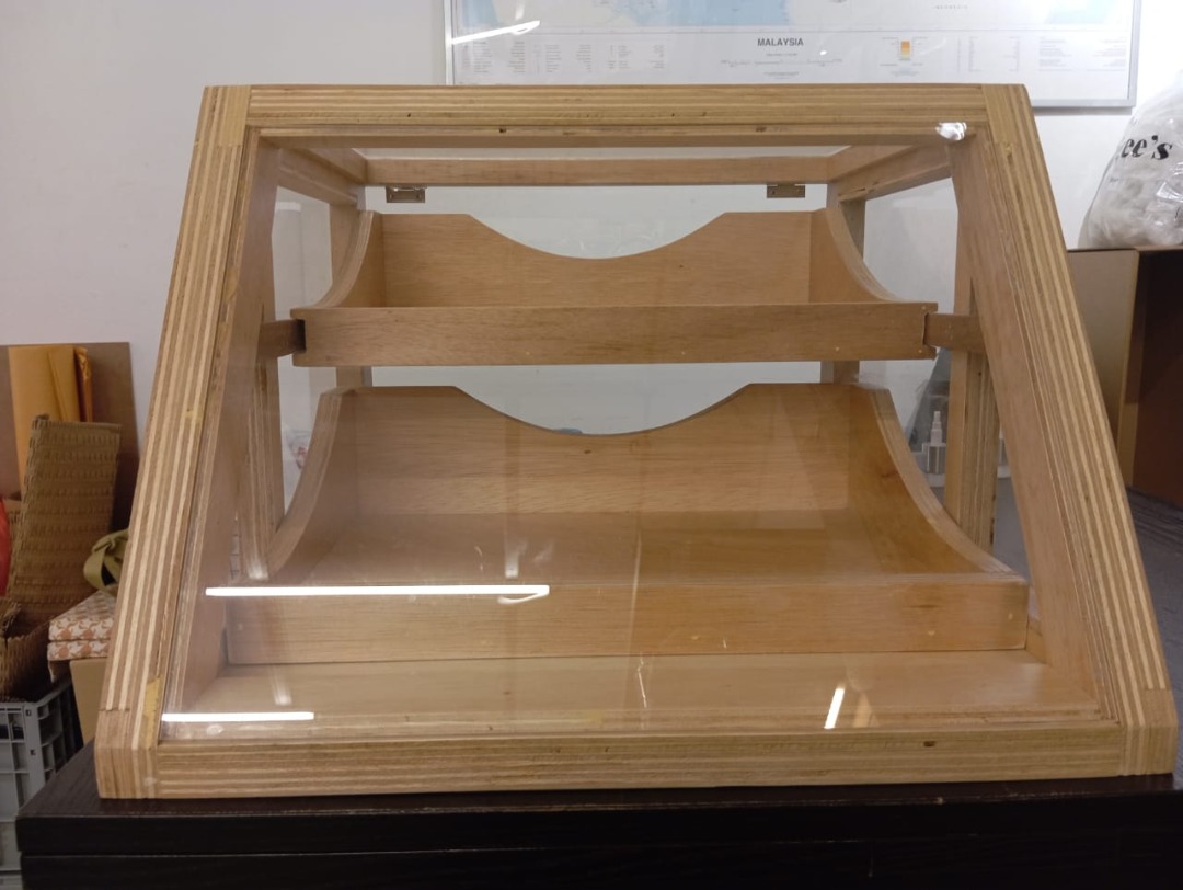 2x SET of Trapezoid Wooden Display Cabinet with 4-sided See-Through ...