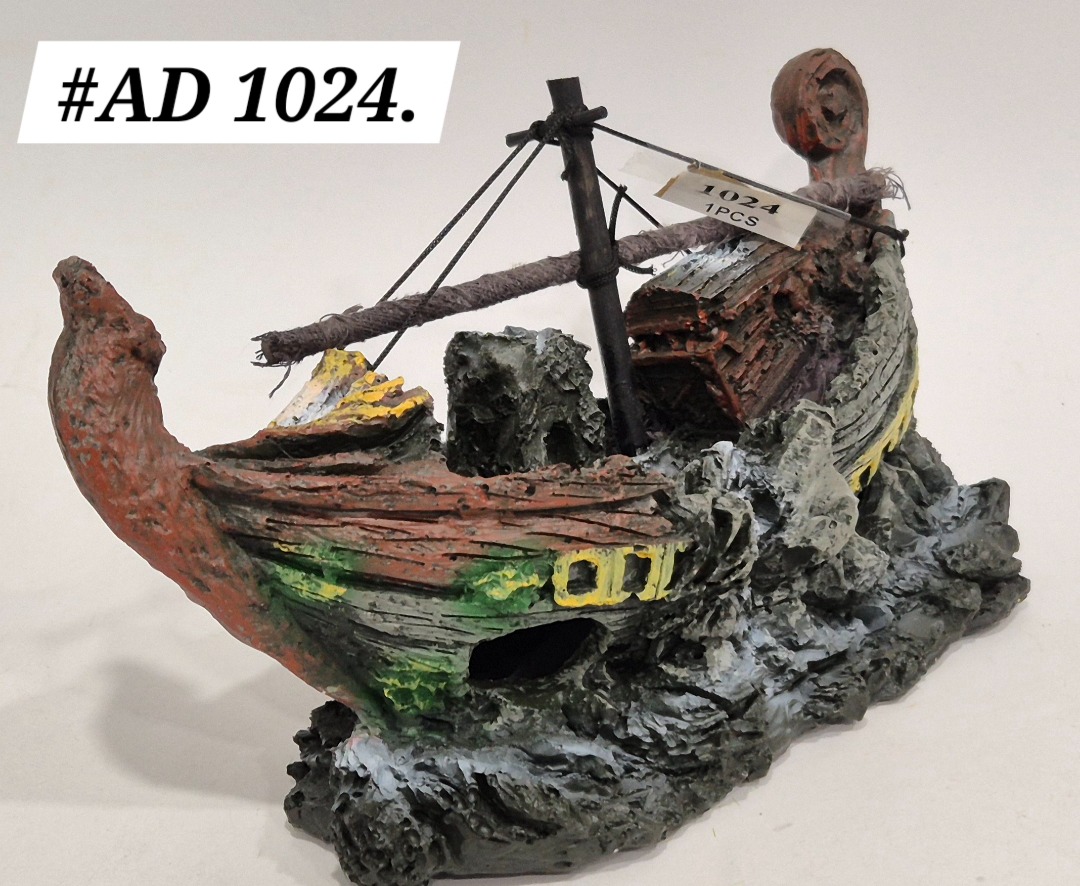 Aquarium Ornament Boat #1524 Ikan Deco Hiasan Tank Wooden Sunken ...