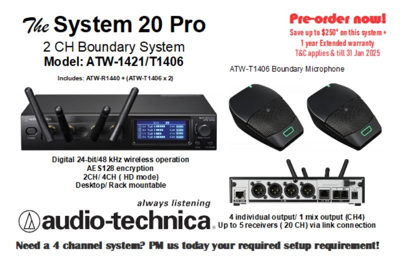 ATW-R1440 + T1406 2 Ch Digital Wireless Boundary Microphone System - Limited-time Special ...