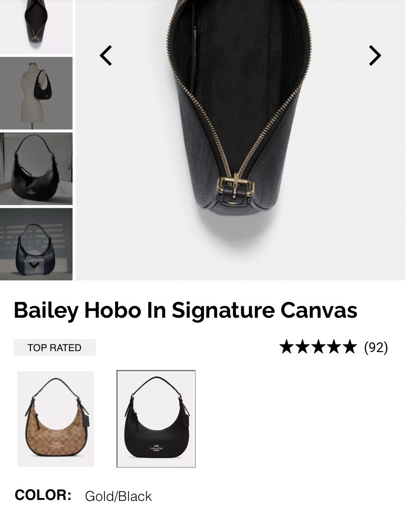 Coach Bailey Hobo in signature canvas handbag, Luxury, Accessories on ...