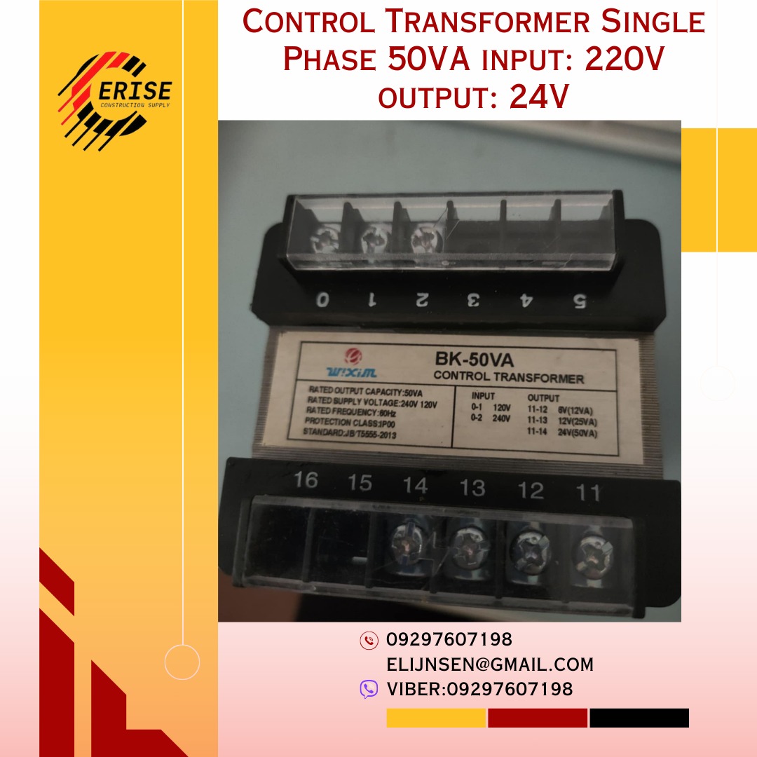 Control Transformer Single Phase 50VA Input: 220V Output: 24V ...