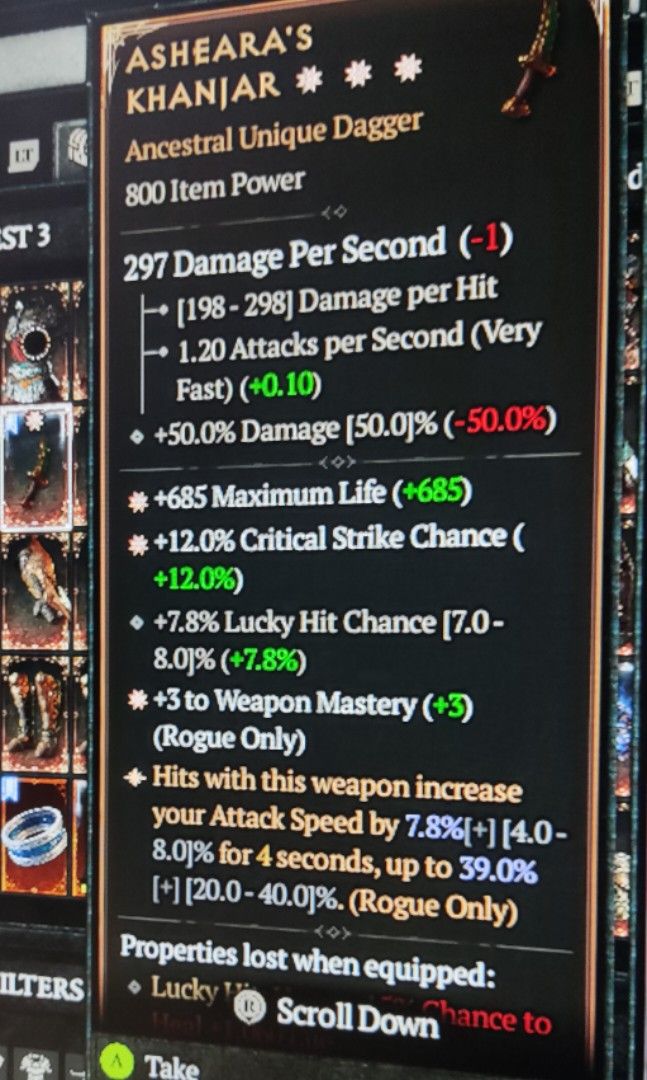 Diablo 4 Pc Ancestral unique dagger, Video Gaming, Video Games, Others ...