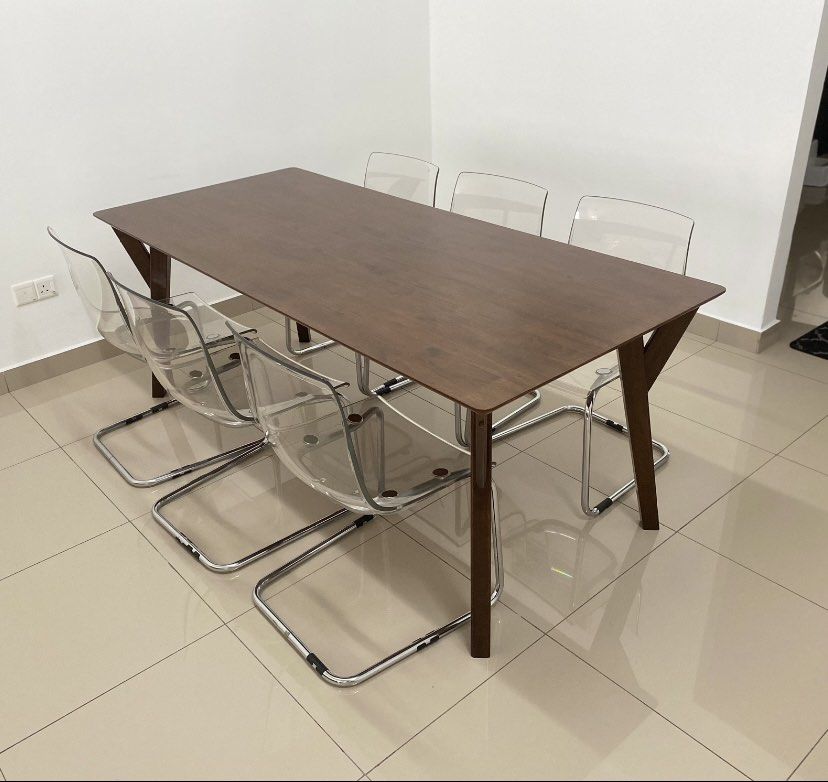 Dining Table Solid rubber wood 2m x 0.9m x 0.75m ( Table only ...