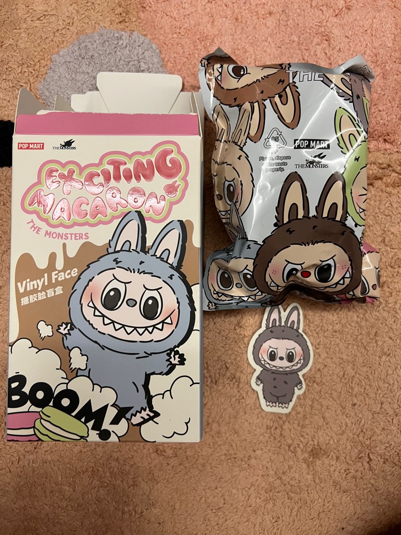 Grey Labubu macaroon, Hobbies & Toys, Toys & Games on Carousell