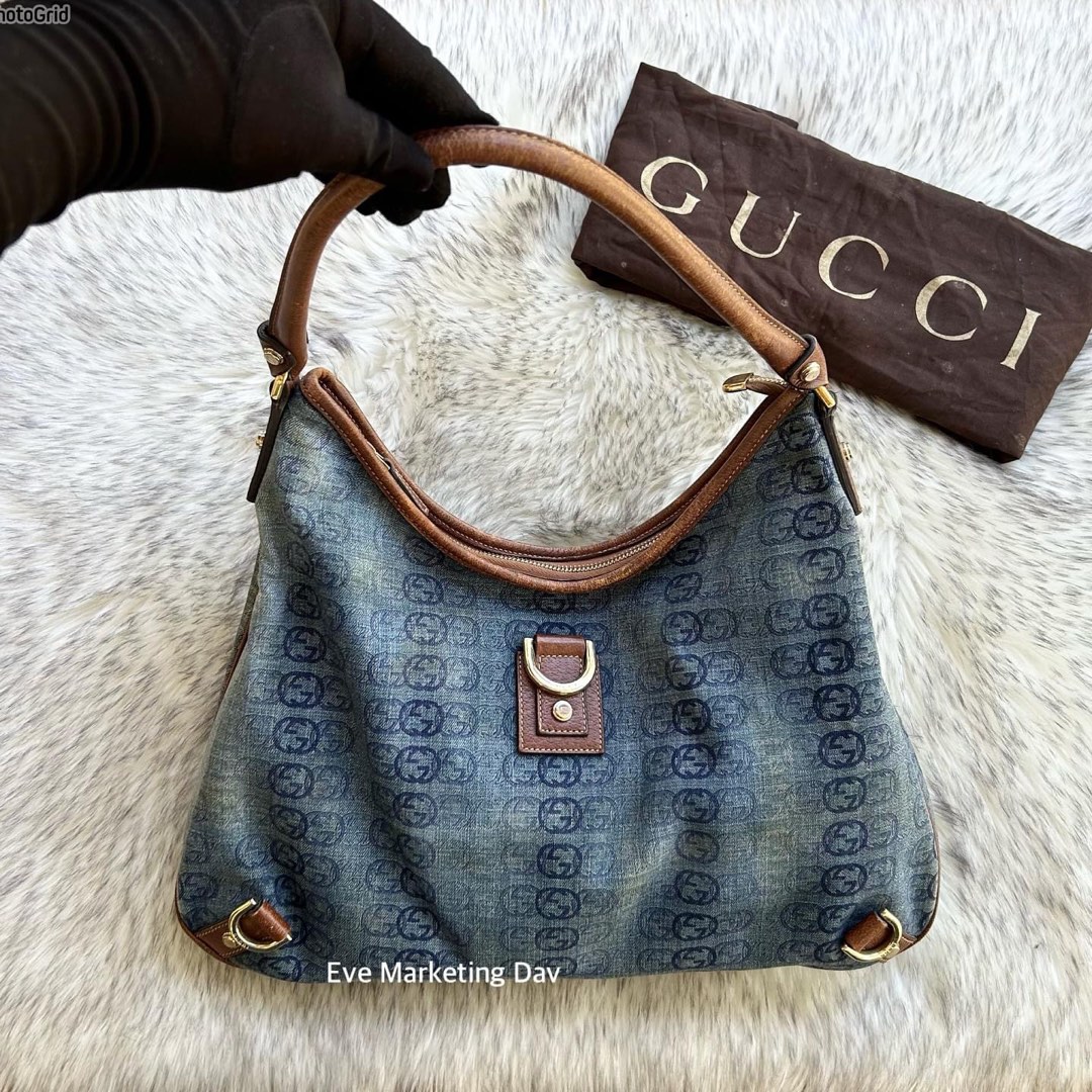 Guccci Abbey D-Ring Blue Denim Leather Hobo, Luxury, Bags & Wallets on ...