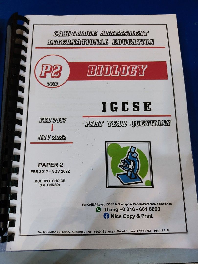 IGCSE biology 0610 Paper 2 past year paper, Hobbies & Toys, Books ...