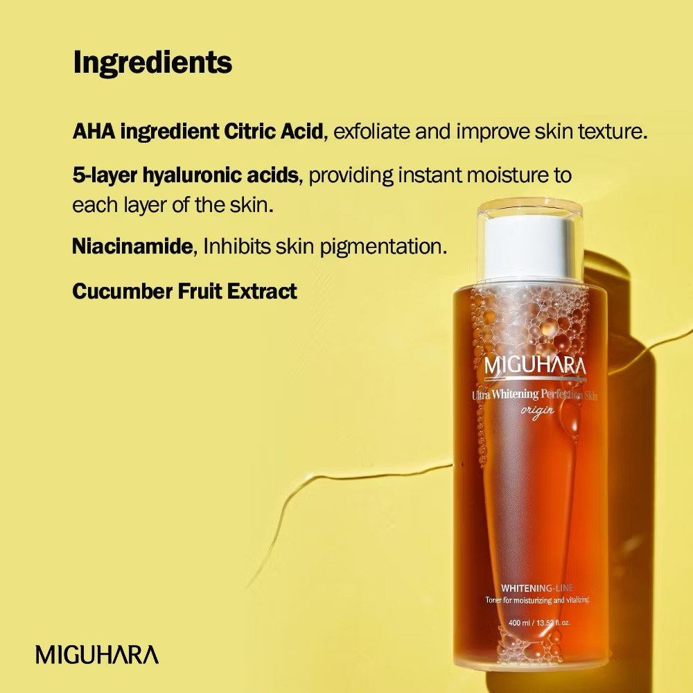 Korea MIGUHARA Ultra Whitening Perfection Skin Origin Toner 400ml, Beauty & Personal Care, Face ...
