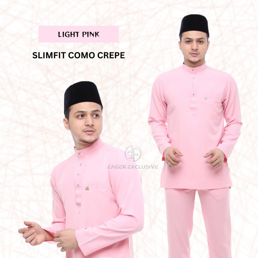 Baju Melayu SlimFit Como Modern / Tunang / Nikah (Light Pink) 2 Helai ...
