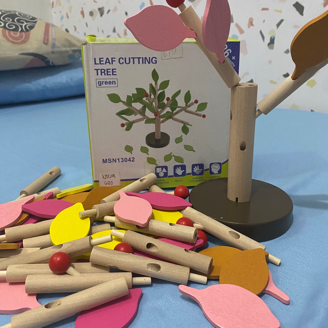 Montessori Wooden Toy - Leaf Cutting Tree, Hobbies & Toys, Toys & Games ...