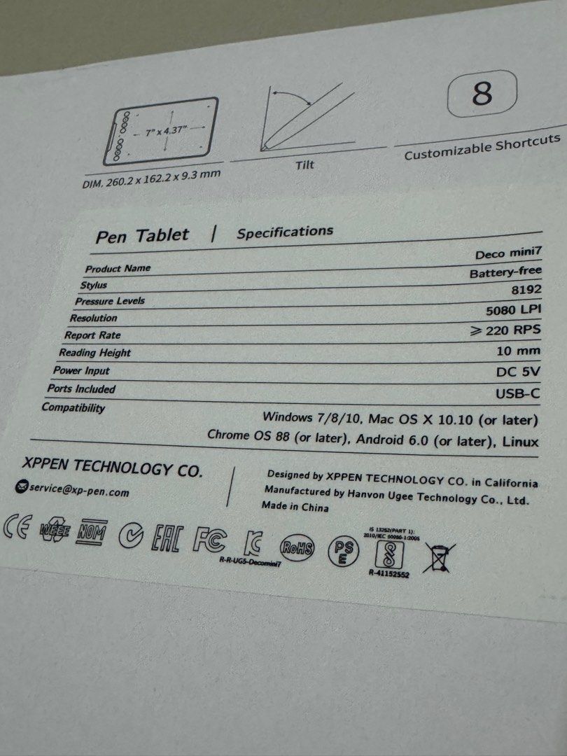 New XP PEN deco mini 7 drawing tablet, Computers & Tech, Parts ...