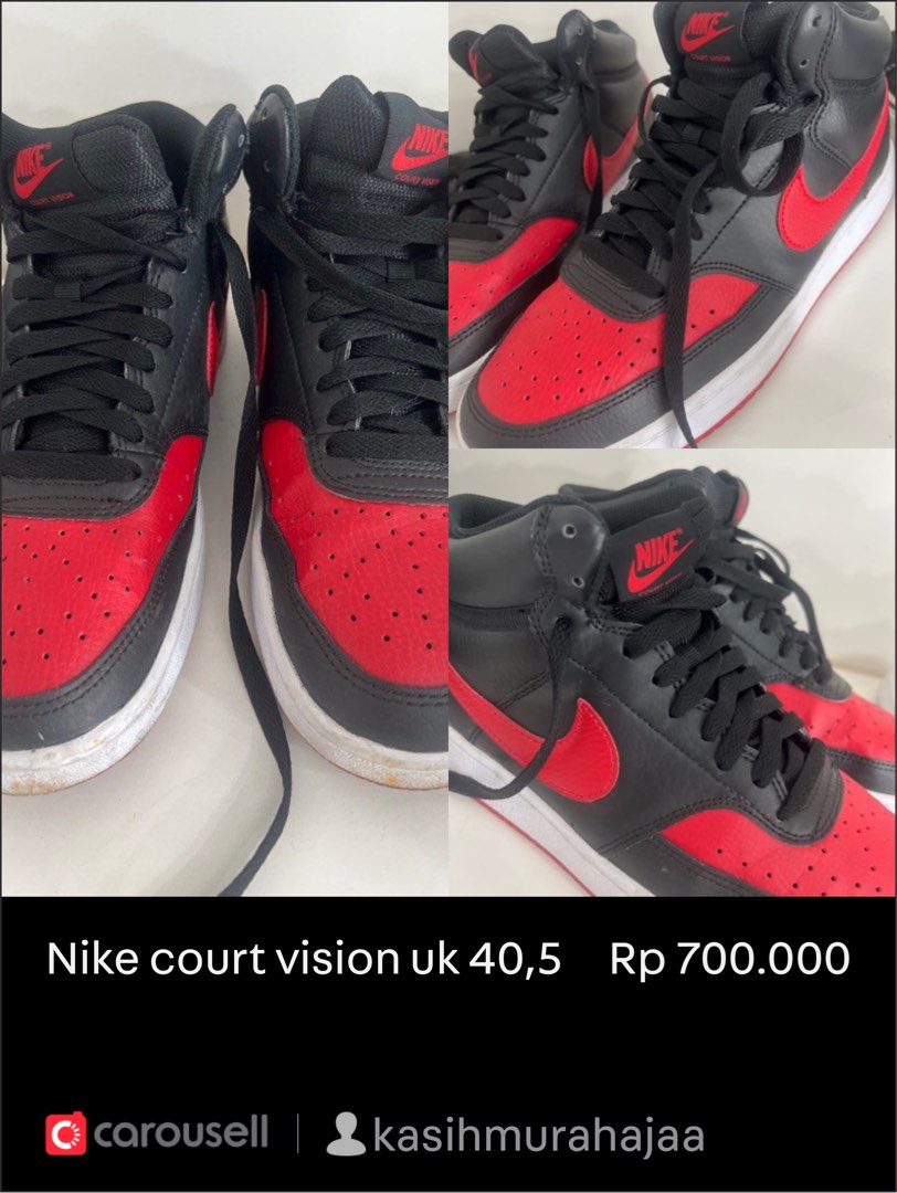 Nike court vision ukuran 40,5, Fesyen Pria, Sepatu , Sneakers di Carousell