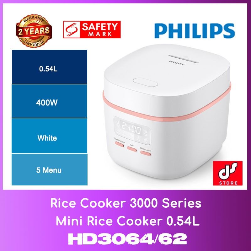 Philips HD3064/62 Rice Cooker 3000 Series Mini Rice Cooker 0.54L WITH 2 ...