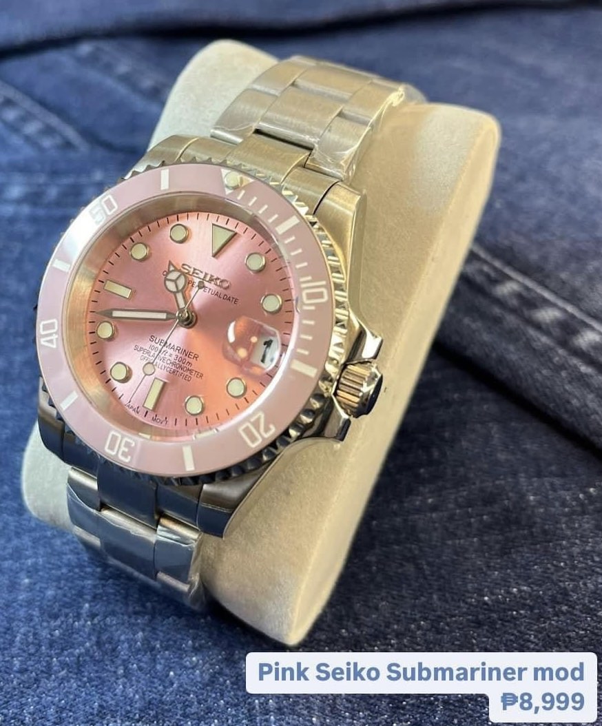 Pink Seiko Submariner Mod, Women's Fashion, Watches & Accessories ...