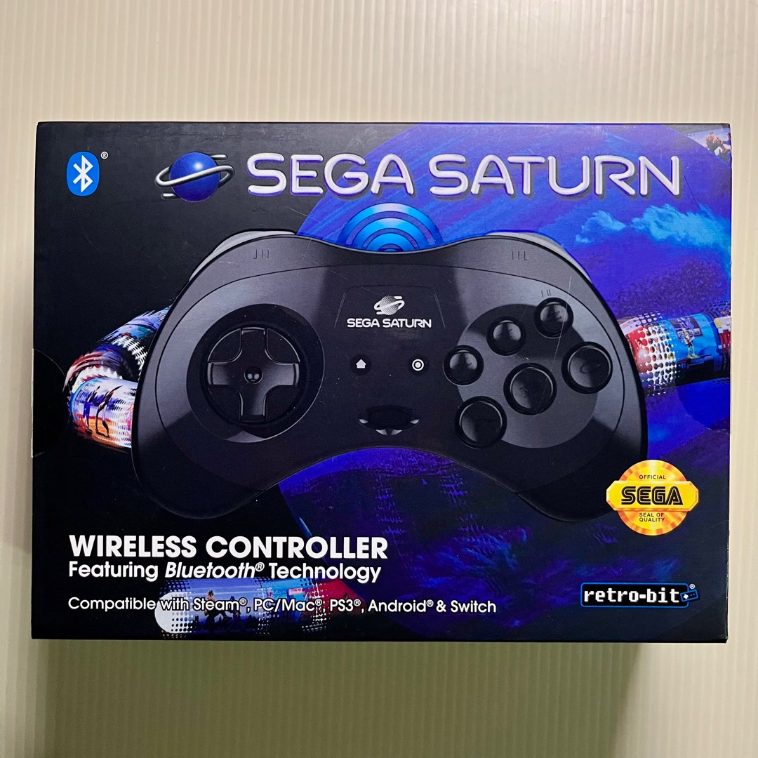 Retro-Bit 8 Buttons Sega Saturn Wireless Bluetooth Controller, Video ...