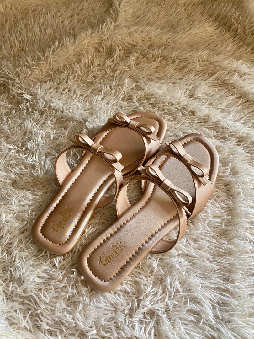Ribbon coquette sandal (in champagne), Women's Fashion, Footwear ...