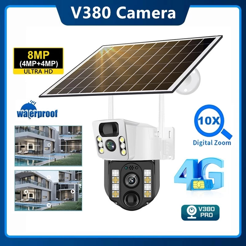 V380 Solar Camera 4G SIM Card Solar CCTV Surveillance Cameras IP ...