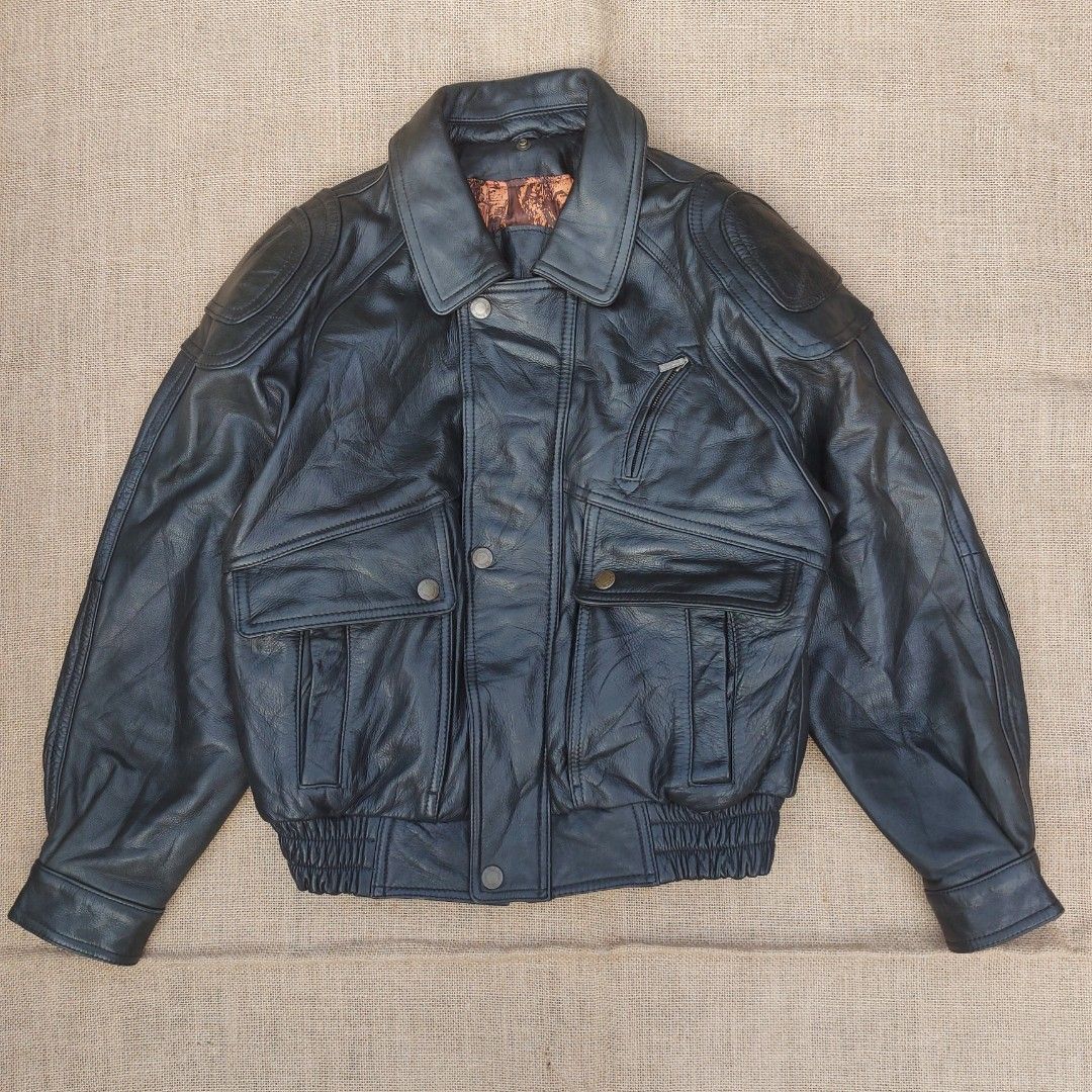 Wind Armour Vintage Leather Jacket Biker Rider Racer Jaket Kulit Bomber ...