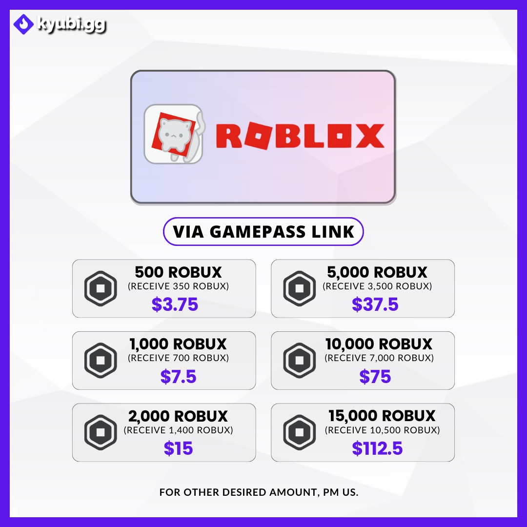 [$7.5 for 1K ROBUX] Robux | Robux Gamepass | Gamepass Gifting | Roblox ...