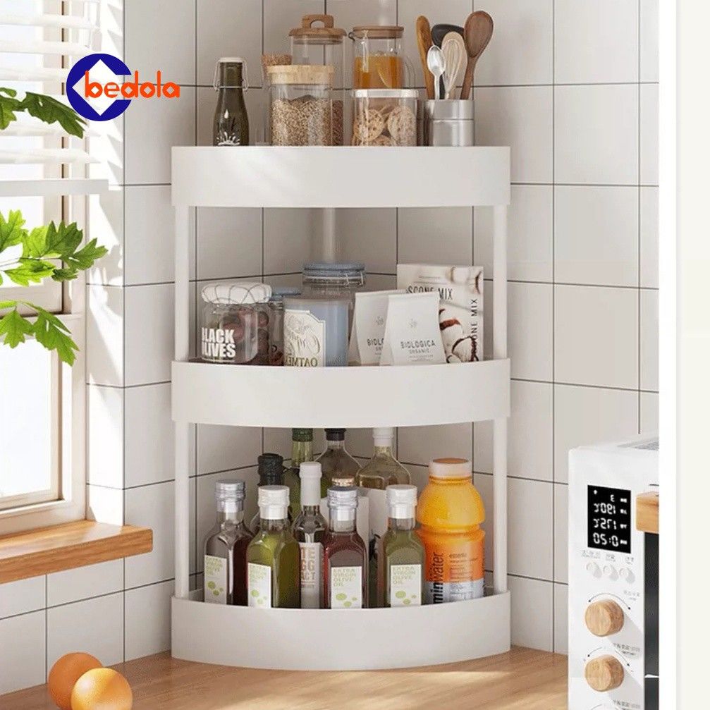 Bedola rak dapur susun sudut rak bumbu meja rak kosmetik 3 tingkat ...