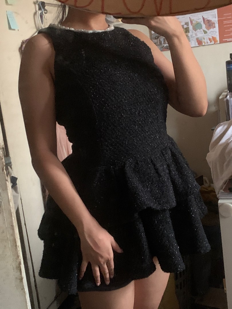 Black tweed sparkly cocktail audrey hepburn evening dress christmas ...