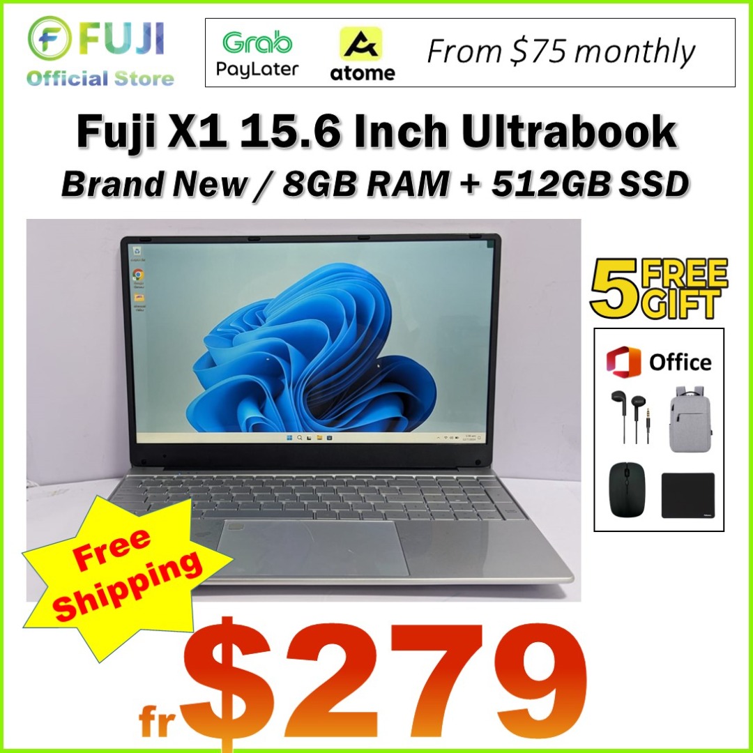 Brand New Fuji X1 15.6" Laptop - Win 11 + Free MS Office - Ultra Wide ...