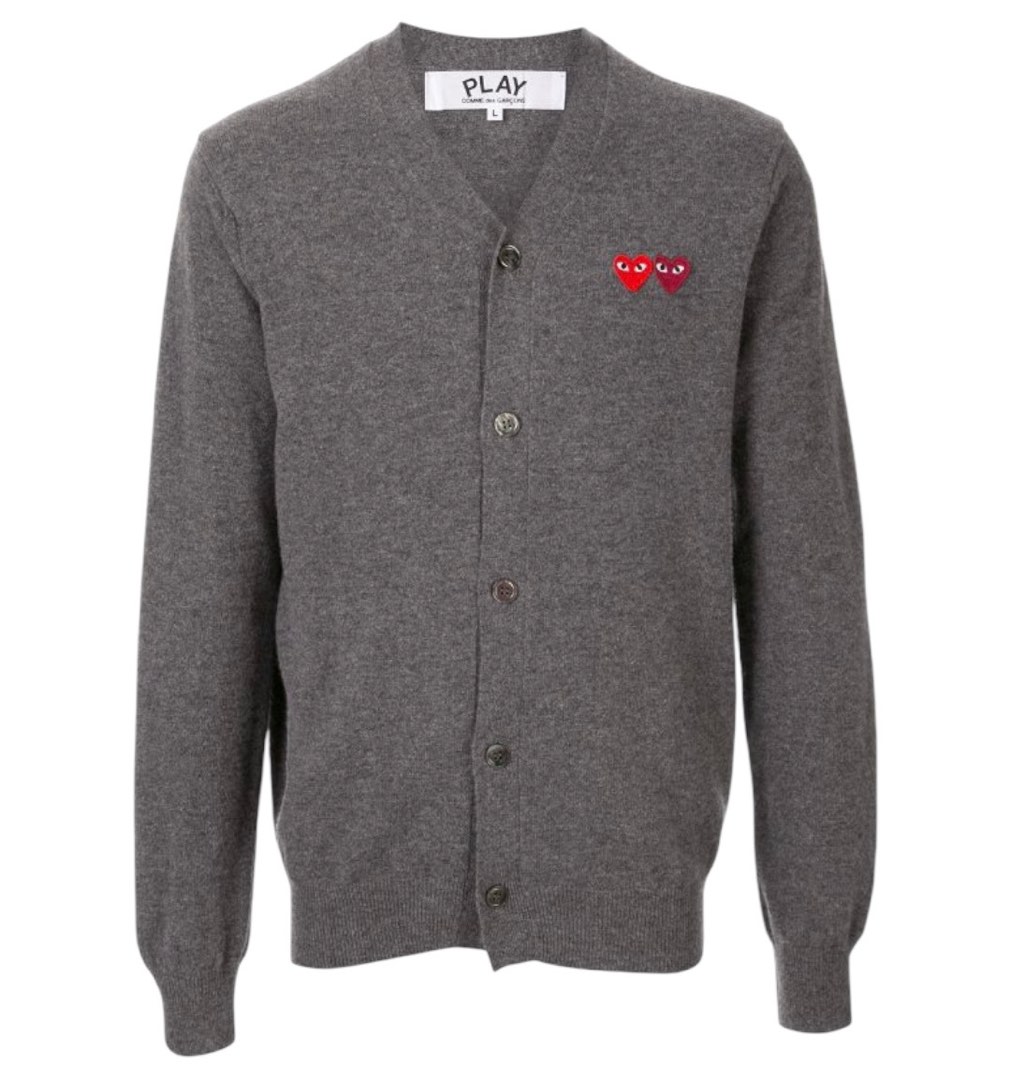 CDG PLAY CARDIGAN COMME DES GARCONS DOUBLE HEART AUTHENTIC ORIGINAL NOT ...